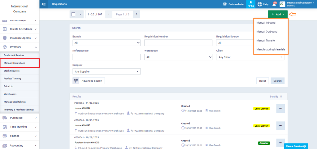How to Create a Stock Inbound/Outbound Requisition - Enerpize Knowledge ...