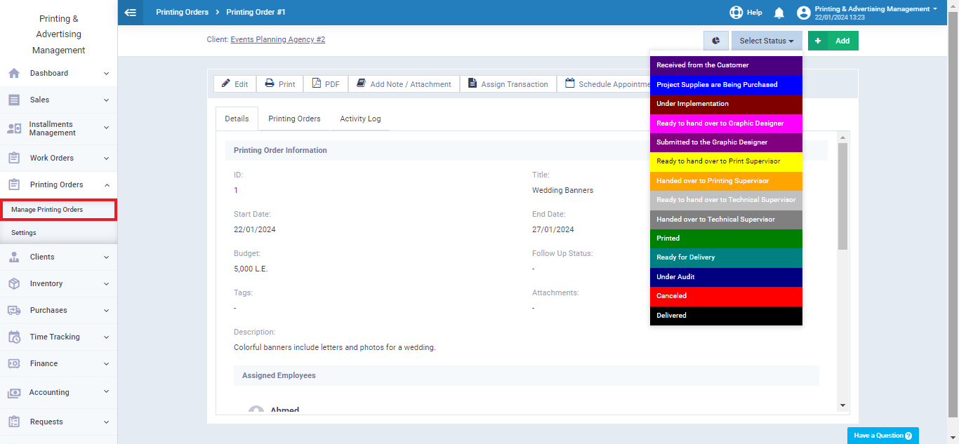 Printing Orders - Enerpize Knowledge Base Printing Orders - Enerpize Knowledge Base